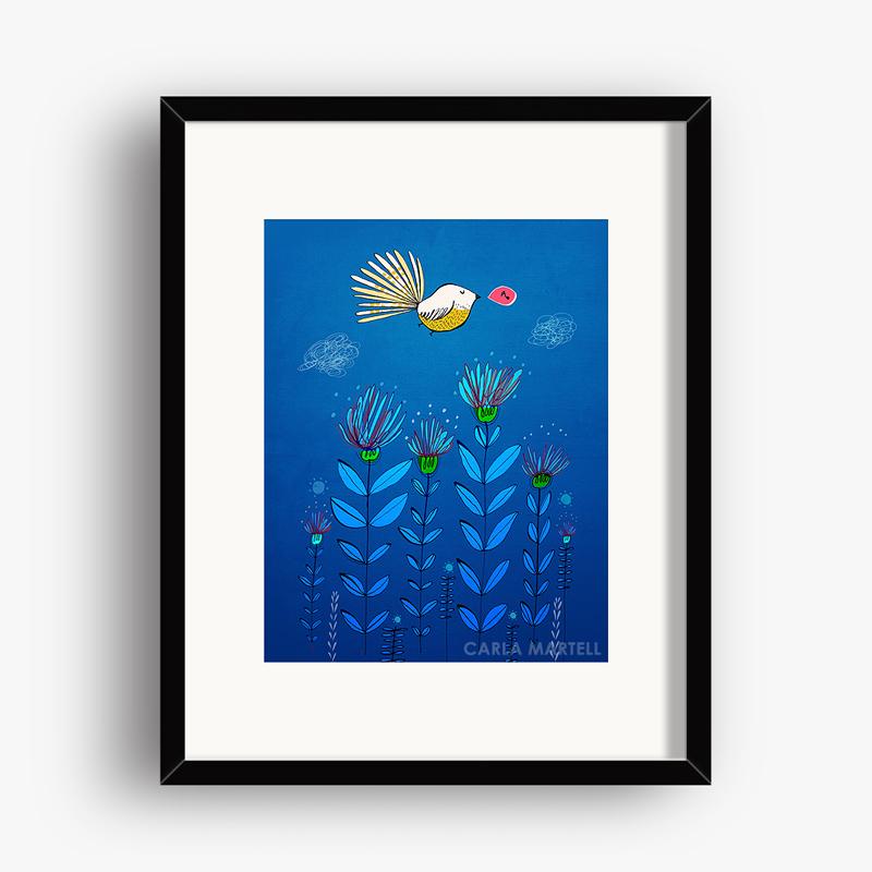 Fantail Flower Garden Art Print | Carla Martell Design & Illustration
